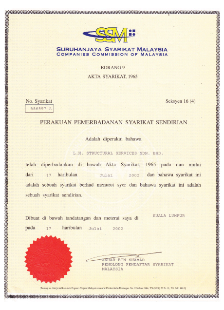 L.H. Structural | Certifications